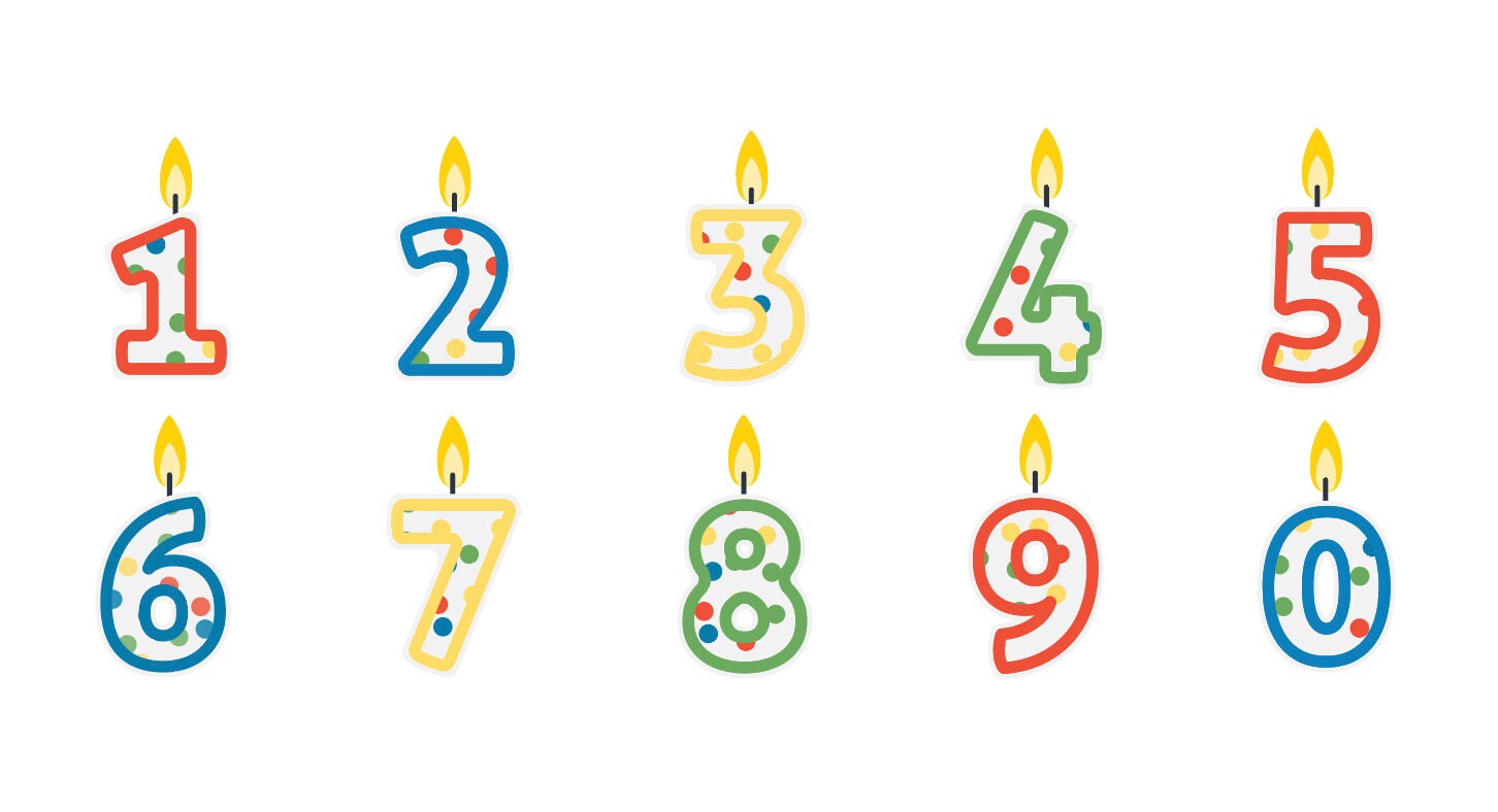 BIRTHDAY CANDLE CLIPART Number Candle Images Kids Birthday - Etsy