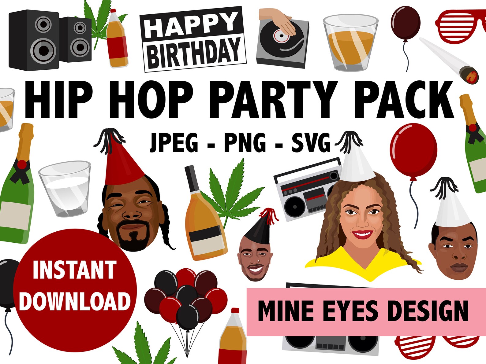 HIP-HOP and Rap Party Pack Clipart Printable Digital | Etsy