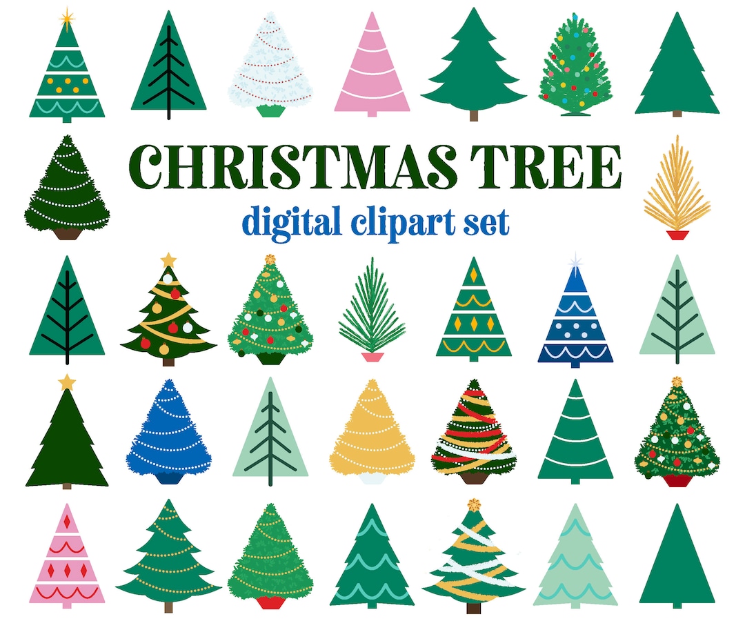 Christmas Tree Digital Clipart Set Holiday Tree Clip Art Bundle - Etsy