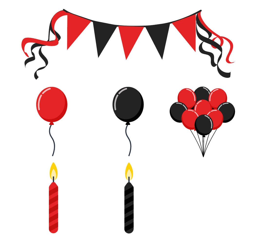 Red & Black Party Clipart BIRTHDAY CLIPART Halloween Goth - Etsy