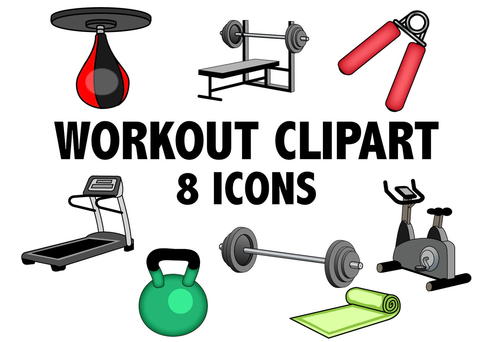WORKOUT CLIPART Gym and Exercise Icons Fitness and Health Clip Art - Etsy