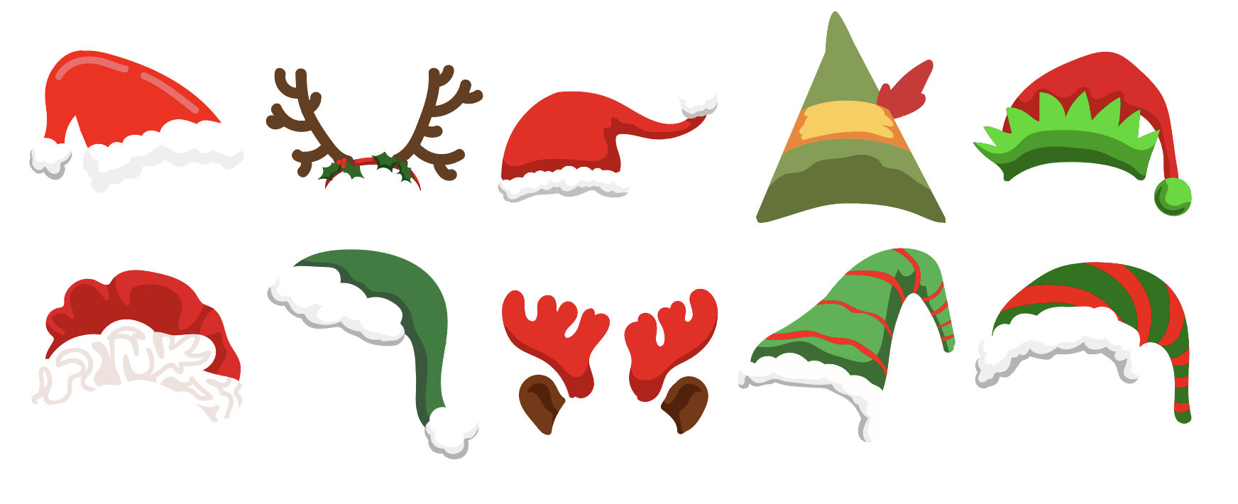 CHRISTMAS HAT CLIPART holiday xmas icons Santa Claus | Etsy