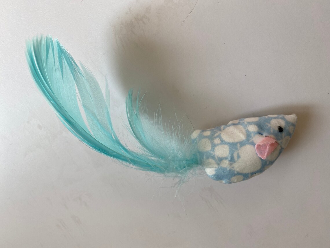 Cat Toy Mice Feather Toy With Bell Blue - 2 Units - Etsy