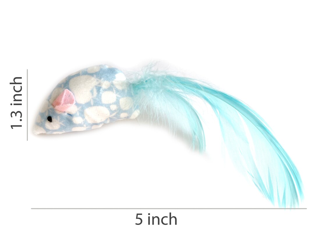 Cat Toy Mice Feather Toy With Bell Blue - 2 Units - Etsy