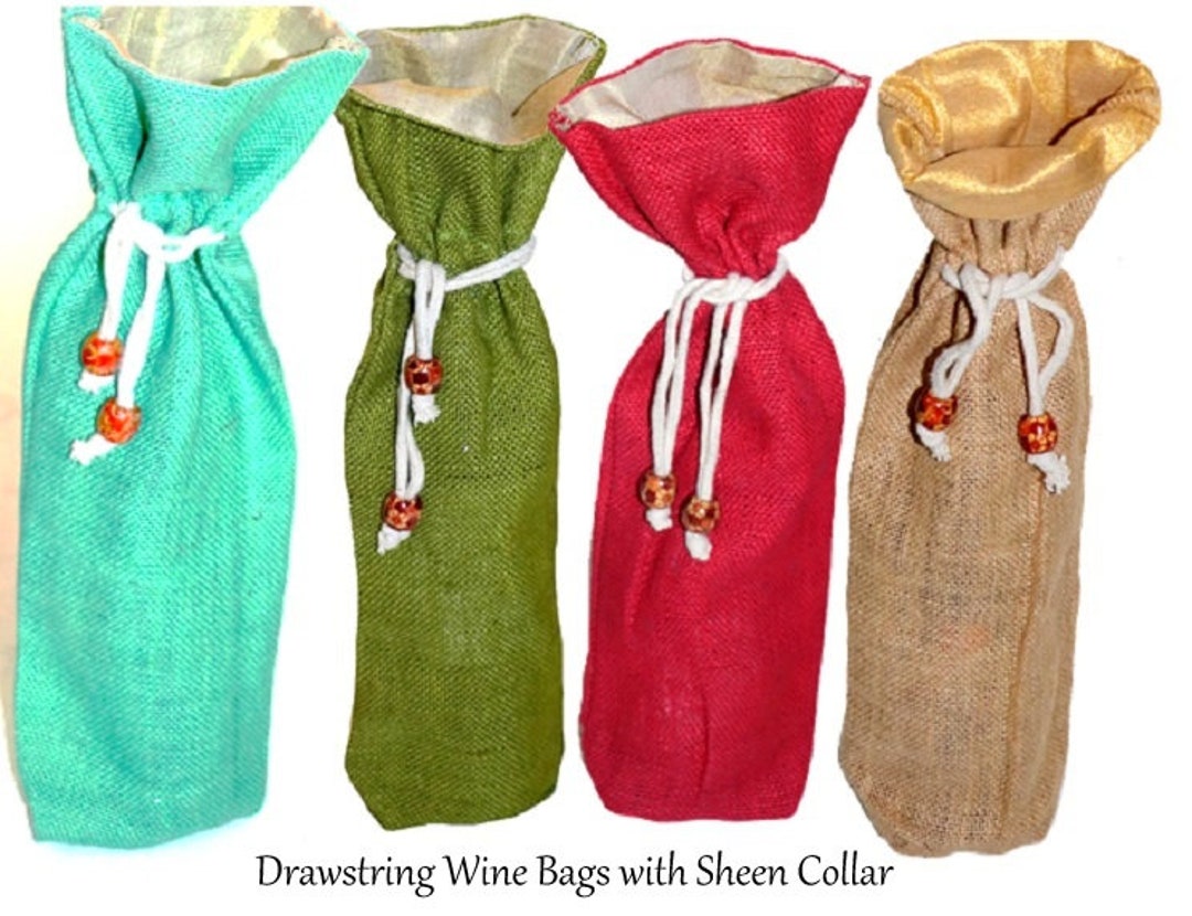 Drawstring Wine Bags! Wine Gift Bags! Burlap Wine Bags! Casual Wine ...