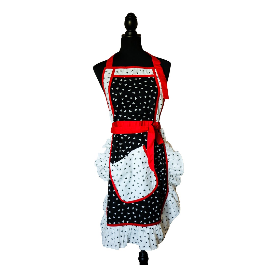 Apron! Pretty Ruffles Apron! Fashionable Apron With Reverse Print ...