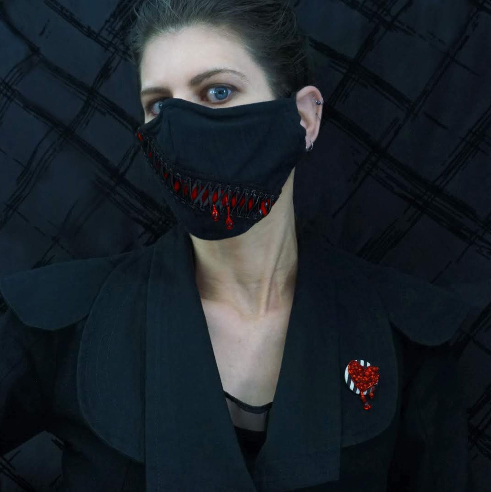 Scary Creepy Face Mask Face Mask Goth Bloody Monster Beaded - Etsy UK