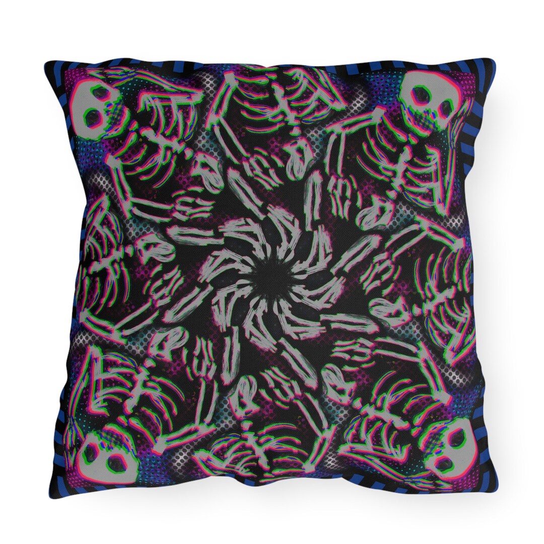 Skeleton Mandala Outdoor Pillows Gothic Patio Cushions Cute Spooky ...