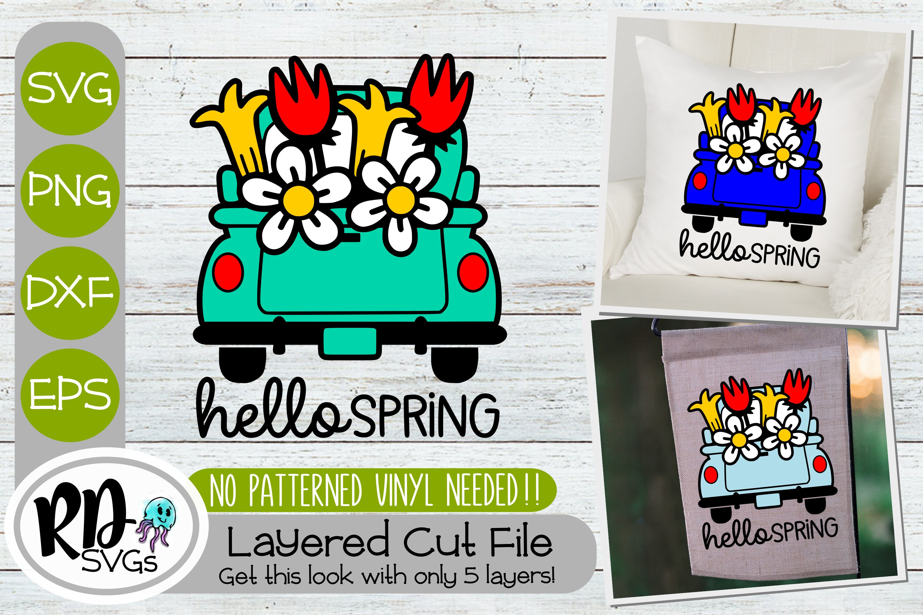 Hello Spring Svg Farm Truck Svg Truck Bed Svg Flowers Svg - Etsy