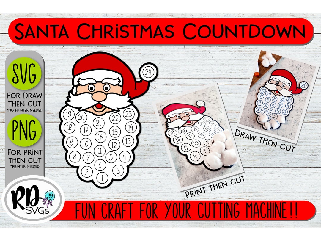 Santa Christmas Countdown, Cottonball Beard, Christmas Advent, Kids ...