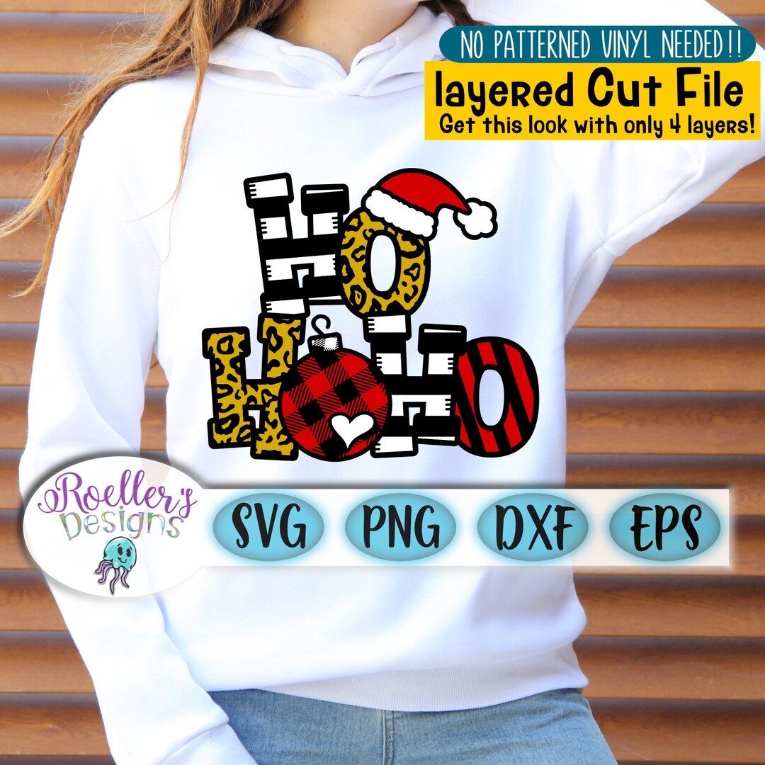 Christmas Svg, Ho Ho Ho Svg, Santa Hat Svg, Cheetah Print Svg, Plaid ...