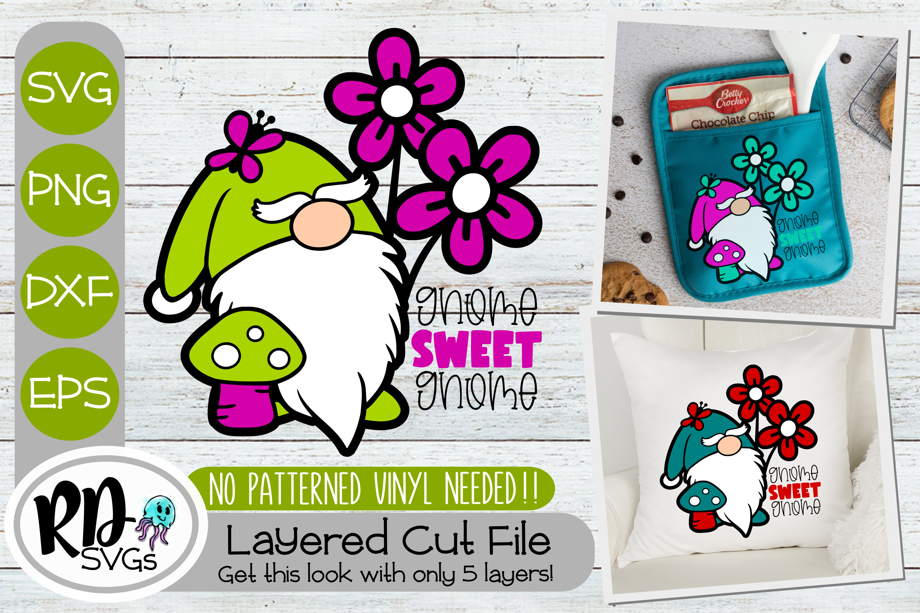 Gnome Sweet Gnome Svg Cricut Cut File Spring Svg Layered | Etsy