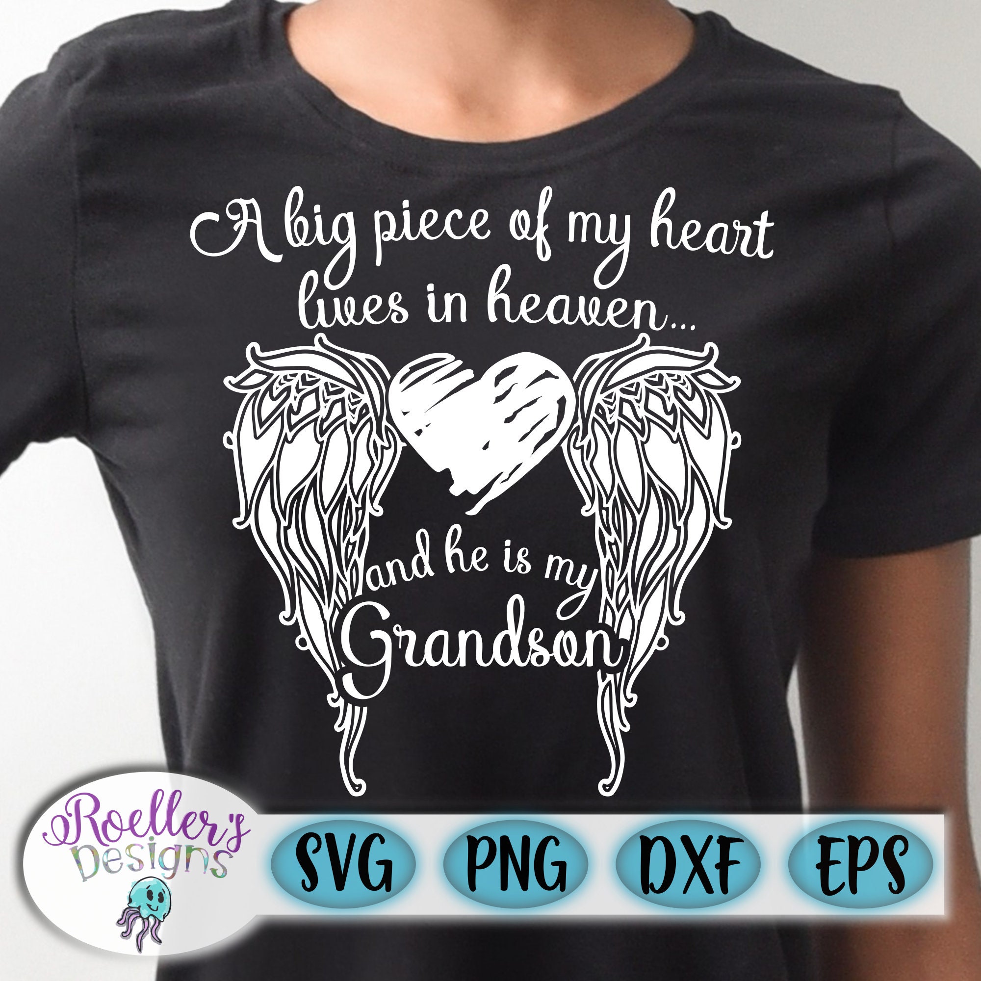 Heaven Svg Grandson Svg Angel Wings Svg Memorial Svg | Etsy UK