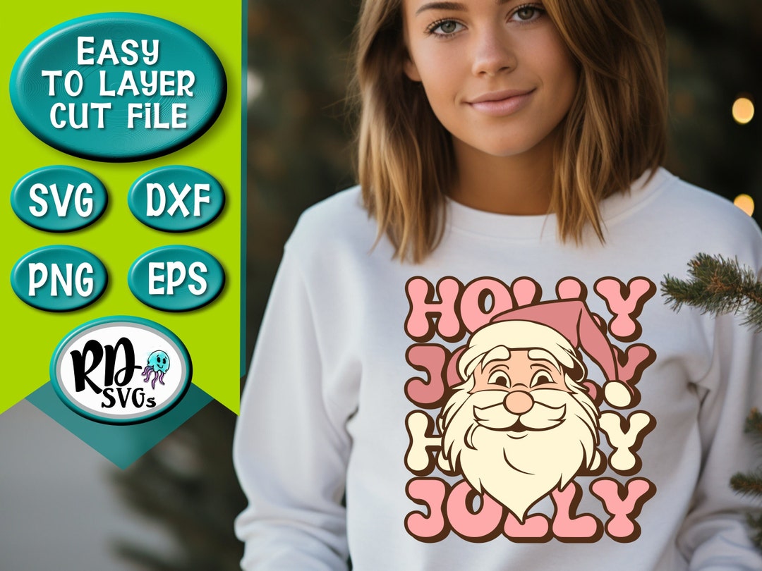 Holly Jolly Santa, Matching Family Svg, Christmas SVG, Retro Christmas ...