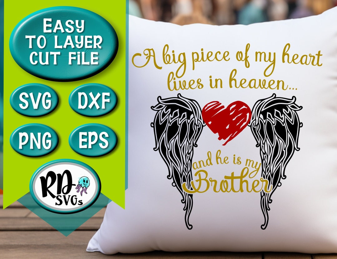 Heaven Svg, Brother Svg, Angel Wings Svg, Memorial Svg, Memory Svg, A ...