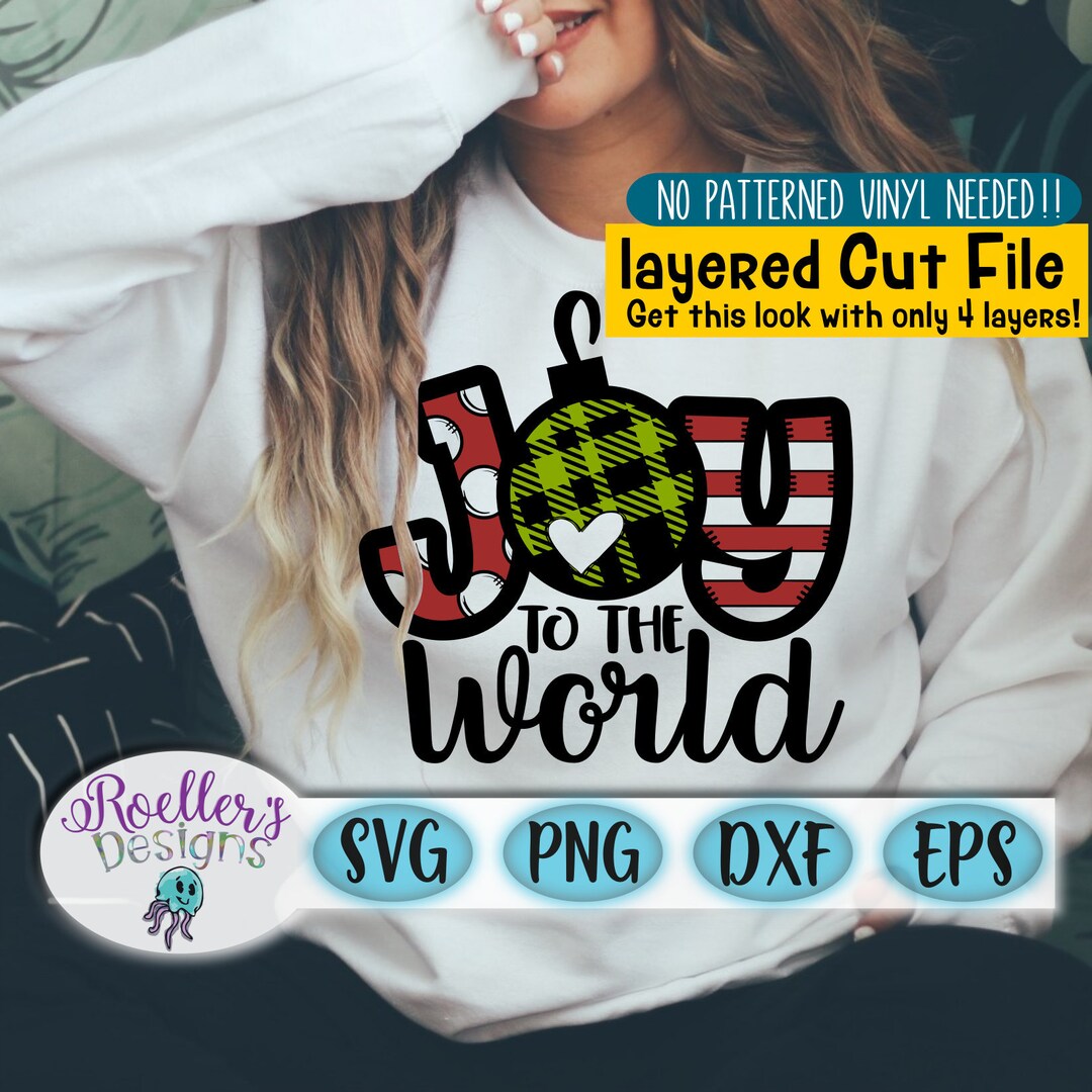 Joy to the World Svg, Christmas Svg, Layered, Plaid Svg, Ornament Svg ...