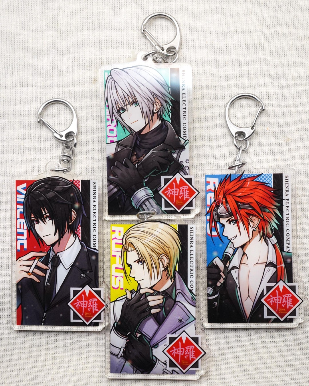 FF7R - Shinra & Turks Acrylic Charm 3inch (young Sephiroth, Rufus, Reno ...