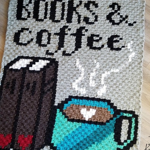 Crochet C2C Blanket Pattern BOOKS & Coffee Lapghan PDF - Etsy