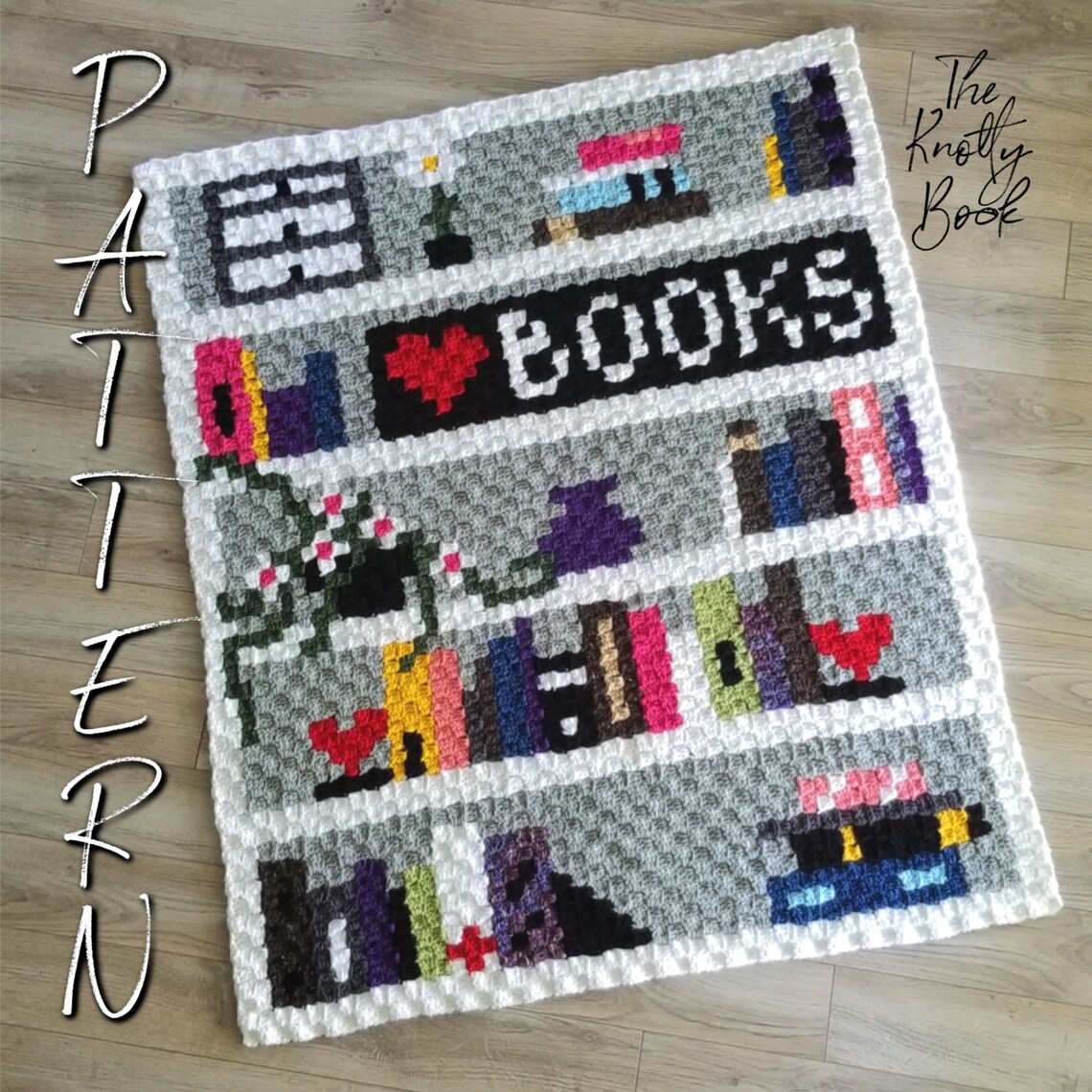 Crochet C2C Blanket Pattern | Bookcase Lapghan | PDF Instant Download ...
