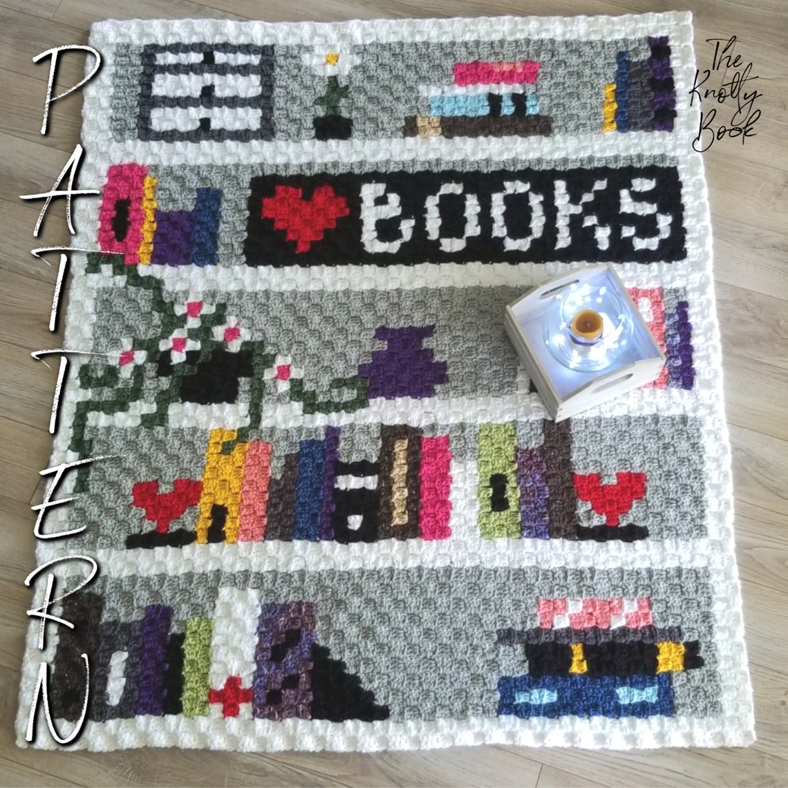 Crochet C2C Blanket Pattern | Bookcase Lapghan | PDF Instant Download ...