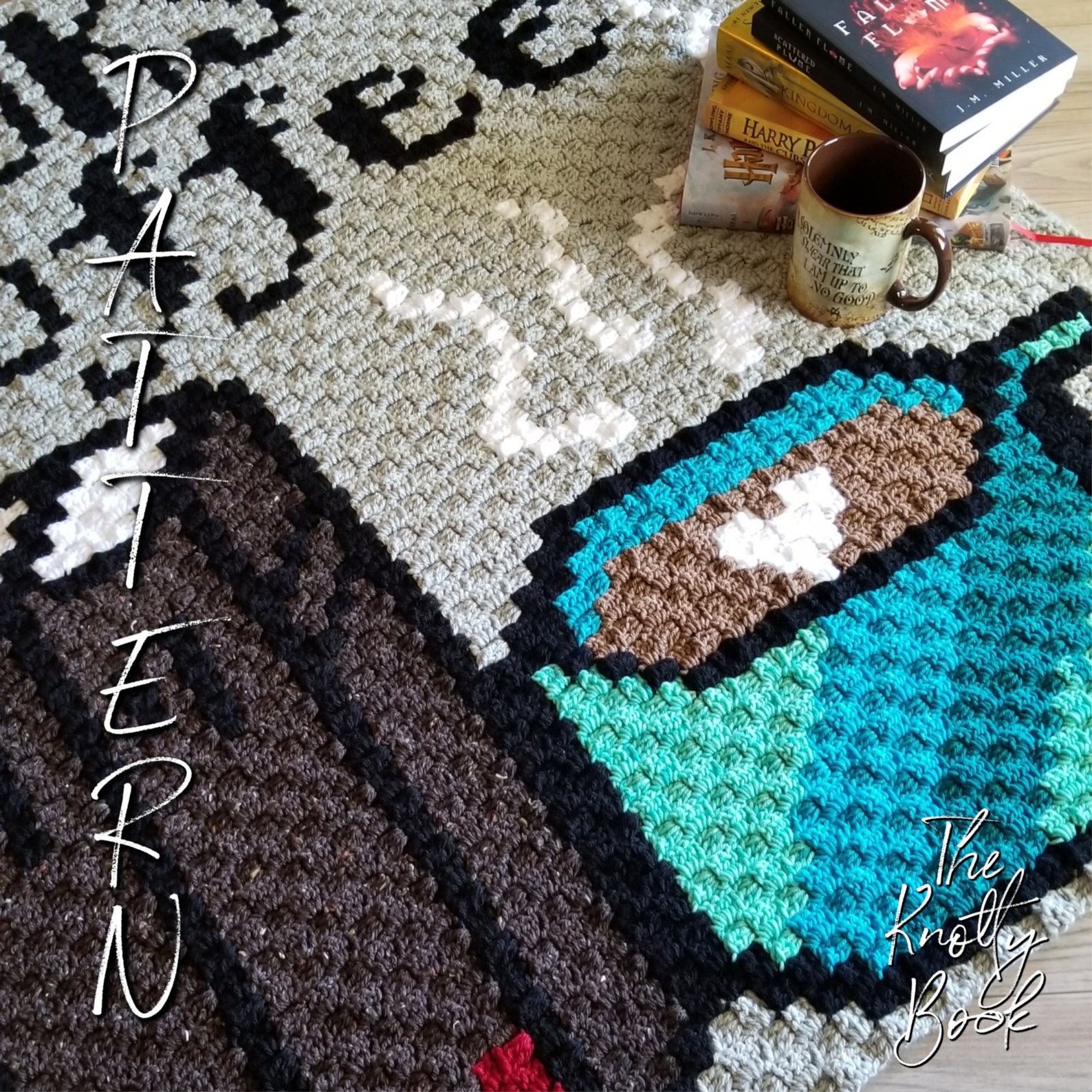 Crochet C2C Blanket Pattern | BOOKS & Coffee Lapghan | PDF Instant ...
