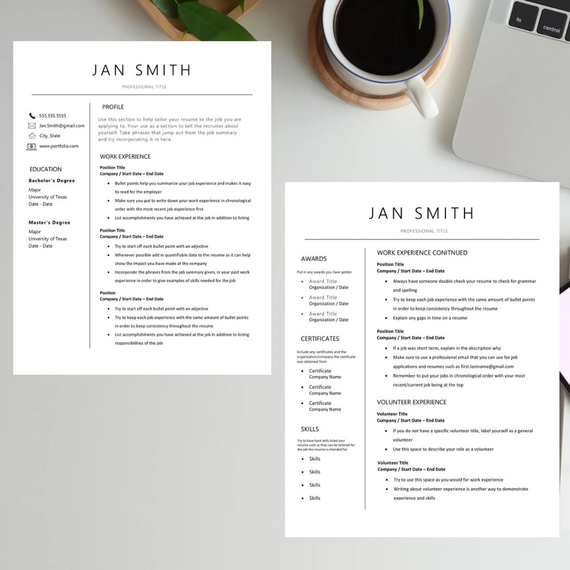 Resume Template, Modern and Minimal Design - Etsy