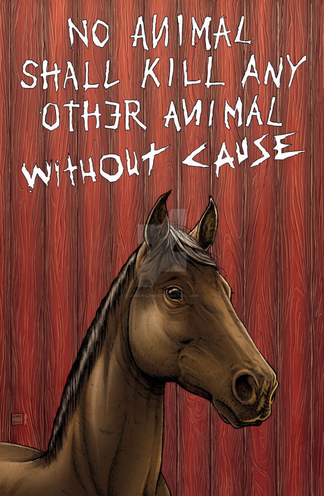 Animal Farm "no Animal Shall Kill Any Other Animal Without Cause" Print ...