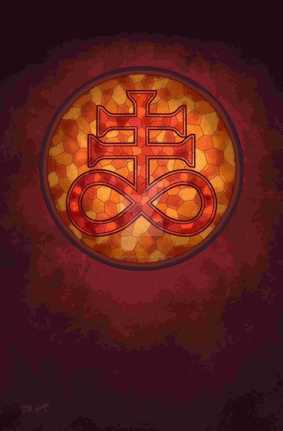 Satanic Brimstone Symbol Stained Glass Print 11x17 | Etsy