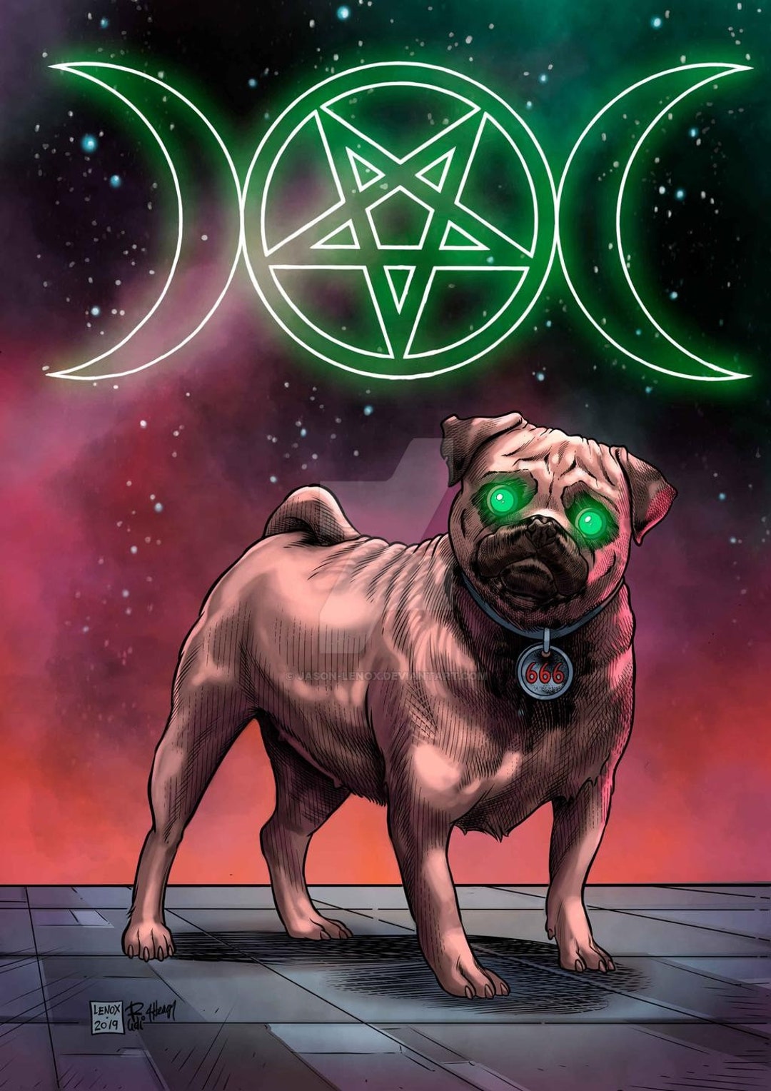 Satanic Pug Print - Etsy