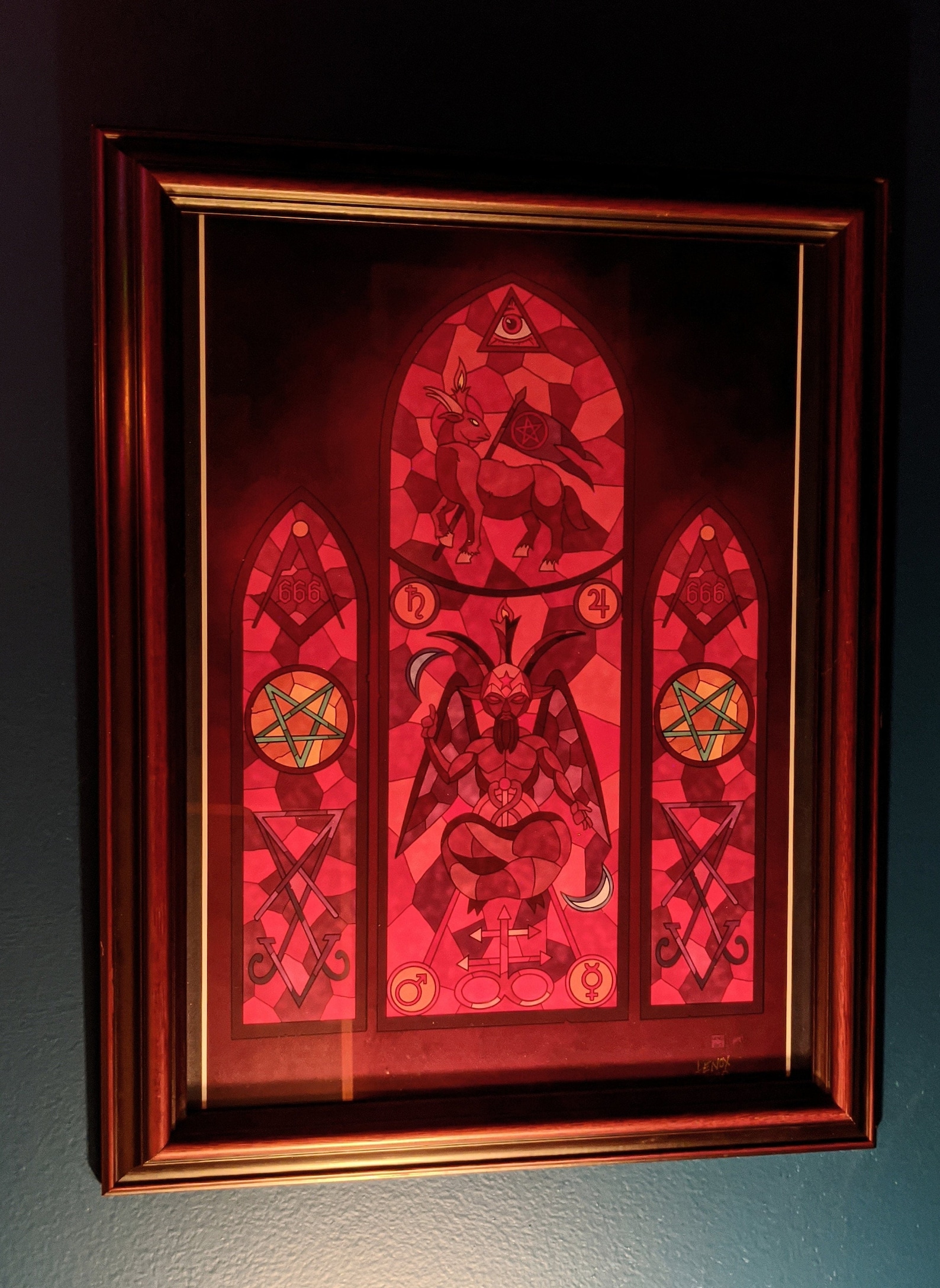 Satanic Stained Glass With Baphomet Print - Etsy