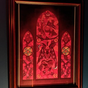 Satanic Stained Glass With Baphomet Print - Etsy