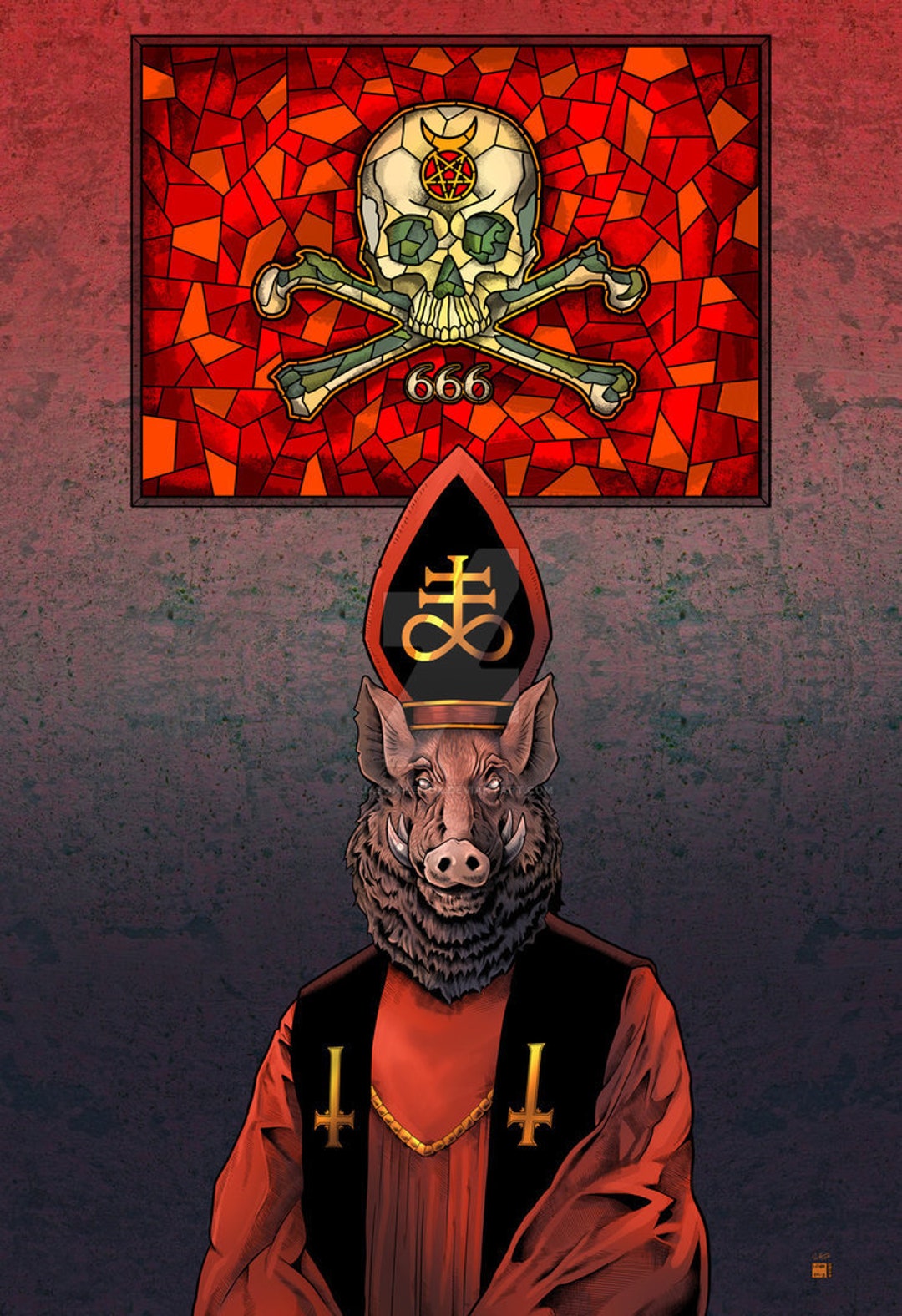 Pig Pope of the Satanic Vatican Print - Etsy