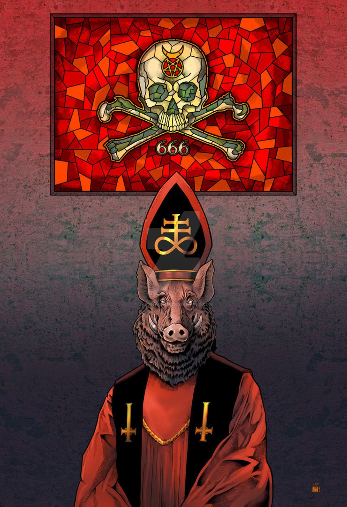 Pig Pope of the Satanic Vatican Print | Etsy