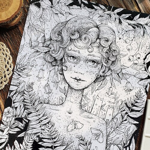 DRYAD A4 Digital Coloring Page by Karolina Kubikowska - Etsy