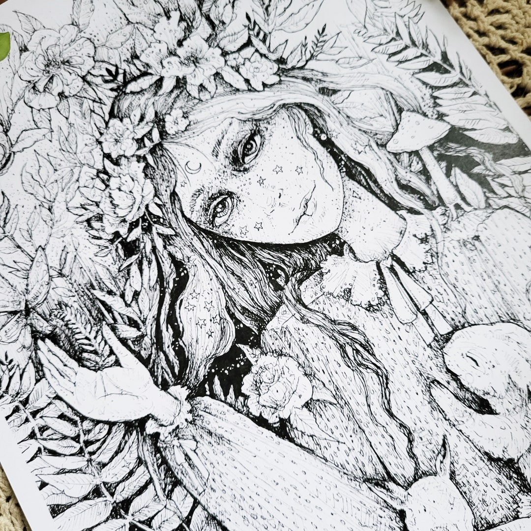 Lady Spring 1 - Digital Colouring Page - Etsy