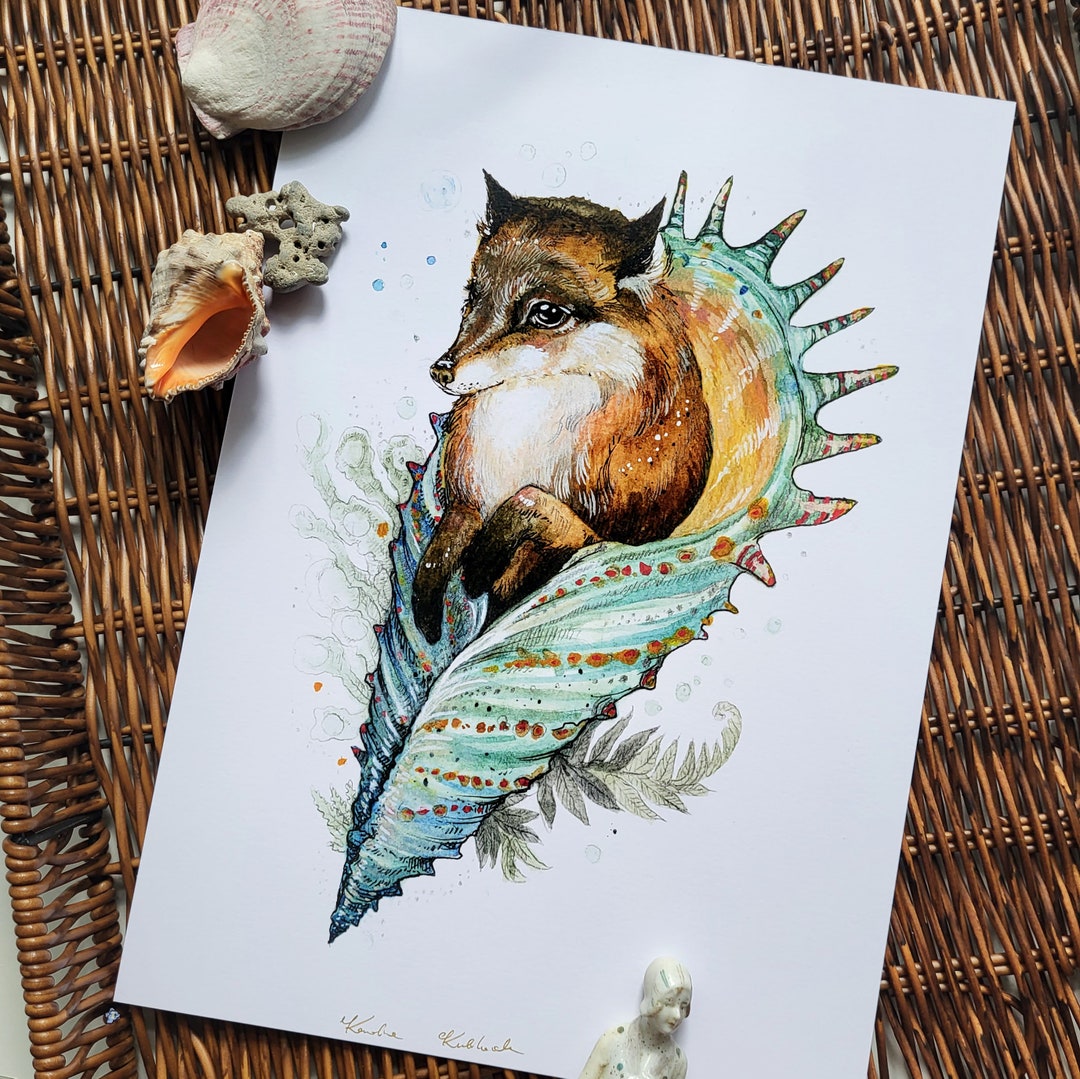 Fox by the Sea - A4 Size Art Print - Etsy