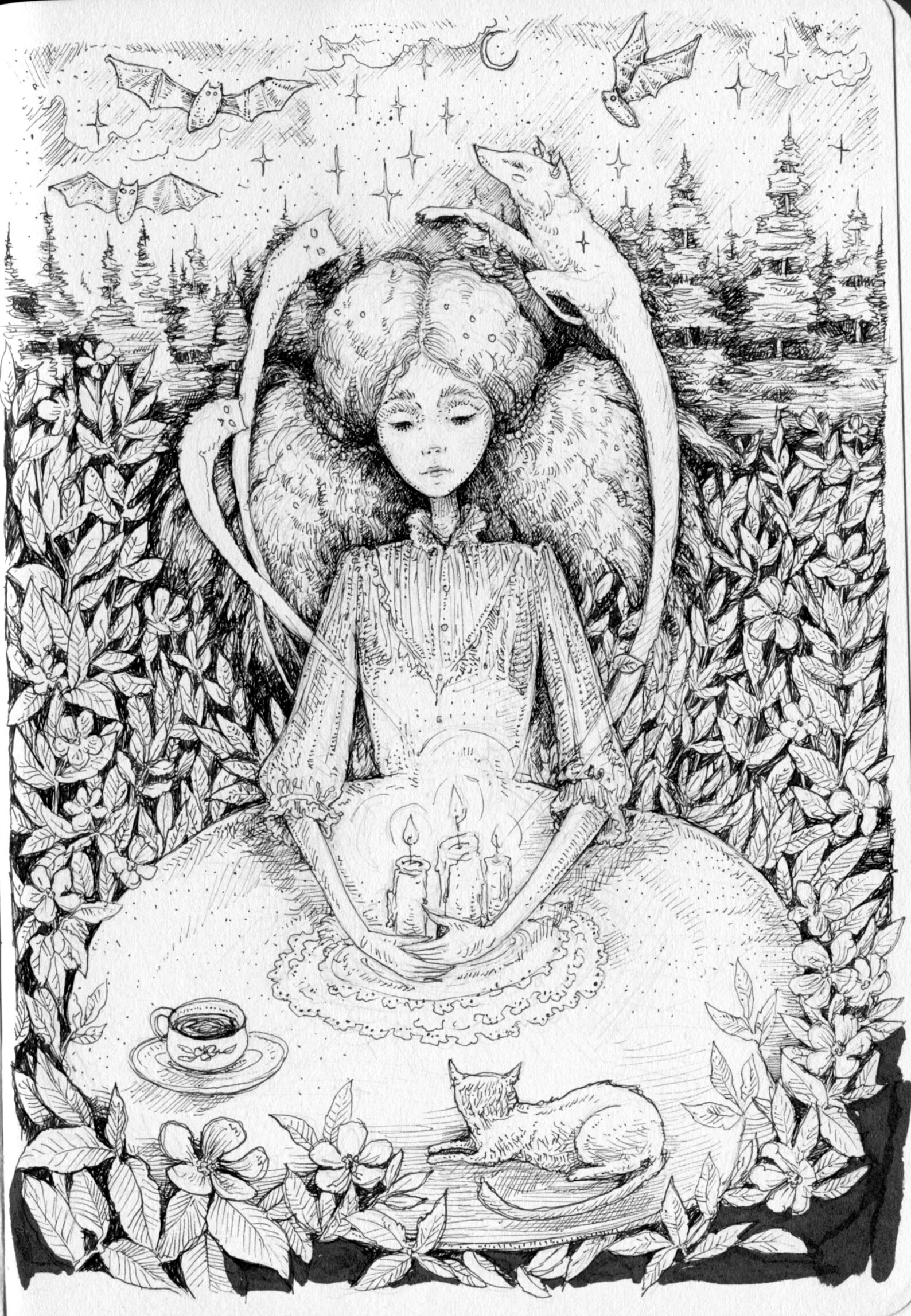The Conjuring - A4 Digital Coloring Page by Karolina Kubikowska - Etsy
