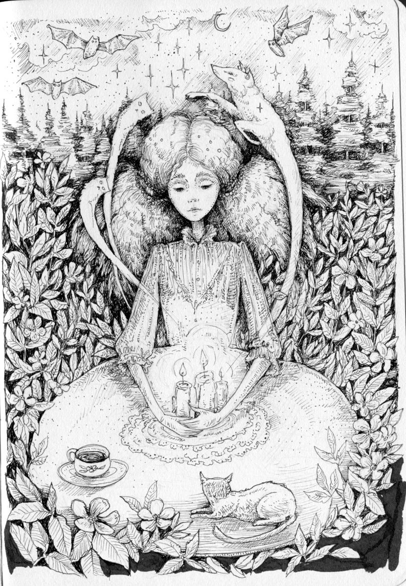 The Conjuring - A4 Digital Coloring Page by Karolina Kubikowska - Etsy