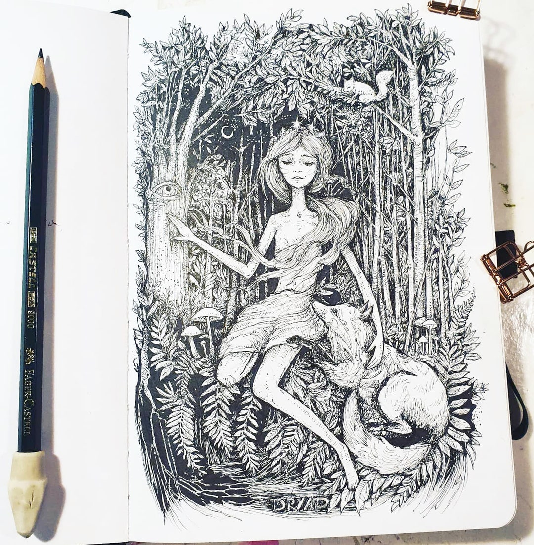 DRYAD - A4 Digital Coloring Page by Karolina Kubikowska - Etsy