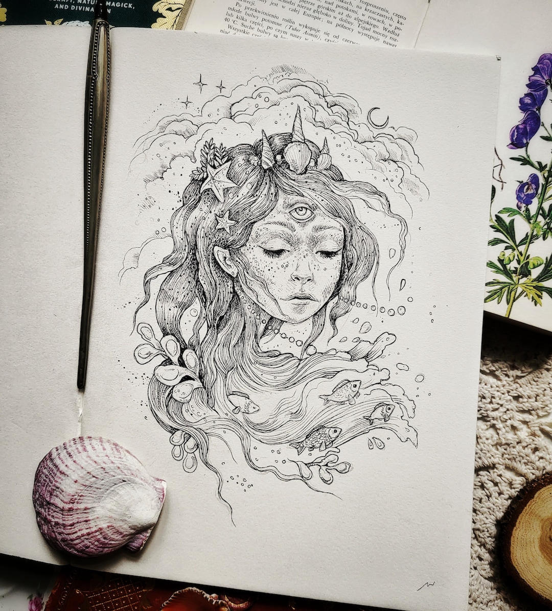 Sea Goddess - Printable Coloring Page - Etsy
