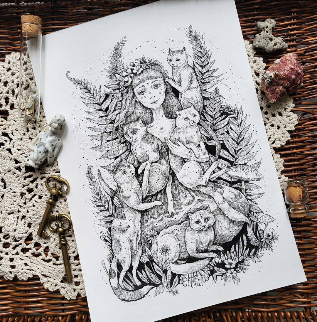 Mother of Cats - Printable Colouring Page - Etsy