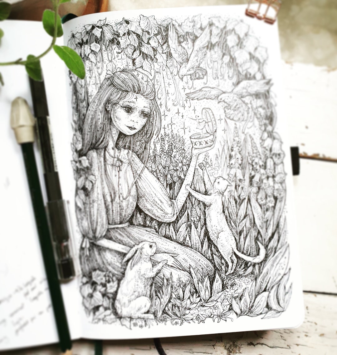 Escape - A4 Digital Coloring Page by Karolina Kubikowska - Etsy