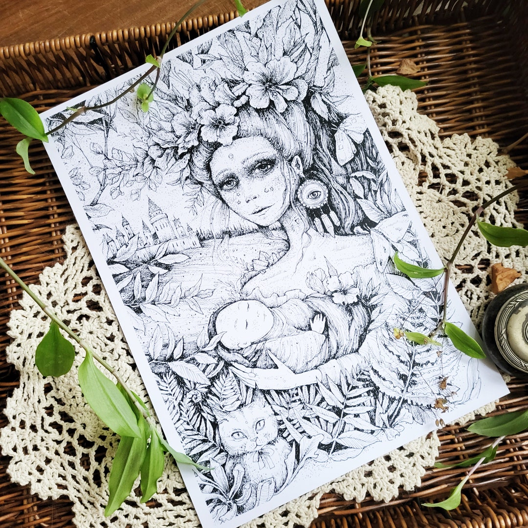 Lady Spring 4 - Digital Colouring Page - Etsy
