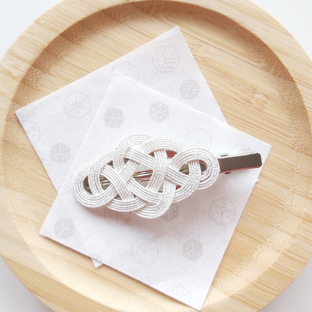 Japanese Knot Hair Clip Mizuhiki Paper Cords Sparkly White - Etsy