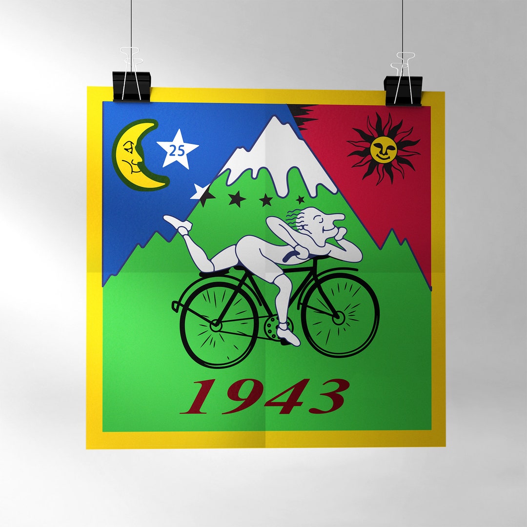 Poster Bicycle Day 1943 Albert Hofmann LSD Hofmann's Bike 42 X 42 Cm - Etsy