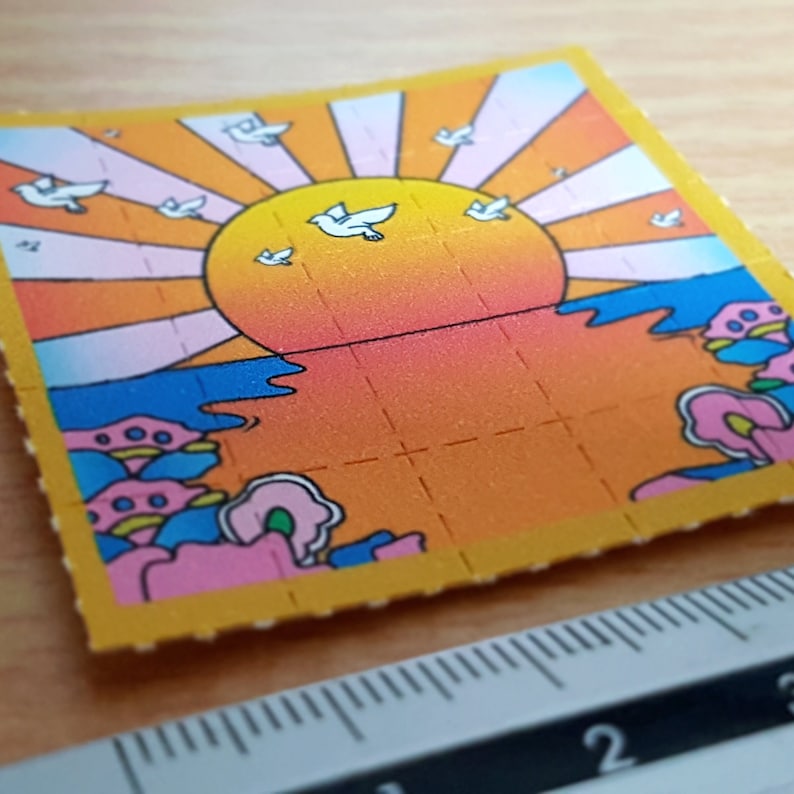 California Orange Sunshine LSD Vintage Blotter Art, 4x 5 X 5 Cm - Etsy