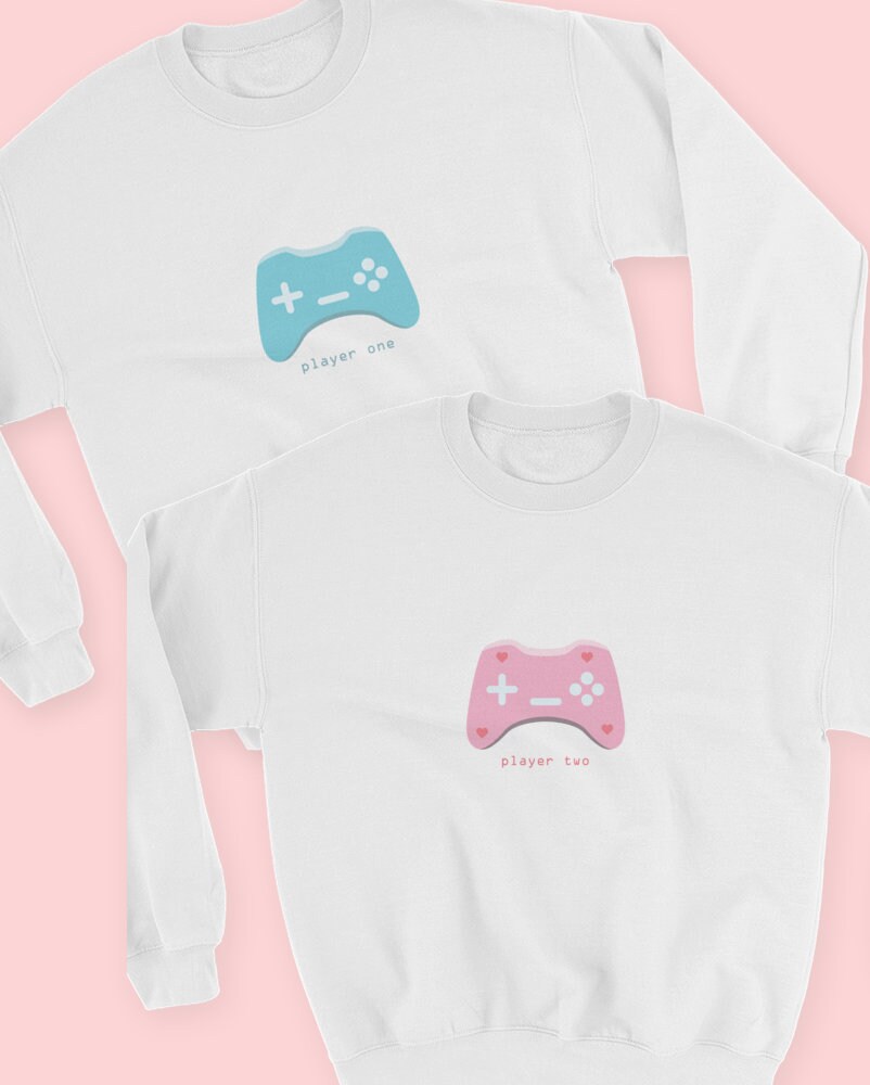 Gamer Couple Sweater Gamer Gift Cute Player 1 Player 2 Sweater Shirt ...
