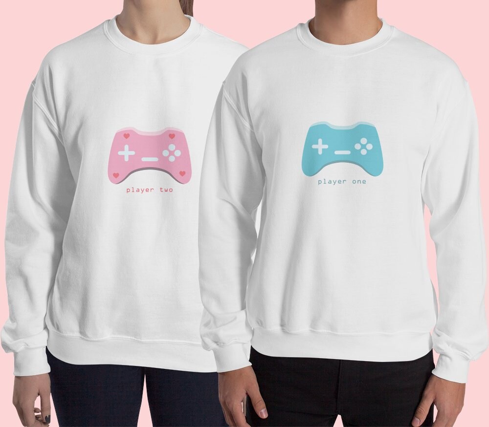 Gamer Couple Sweater Gamer Gift Cute Player 1 Player 2 Sweater Shirt ...