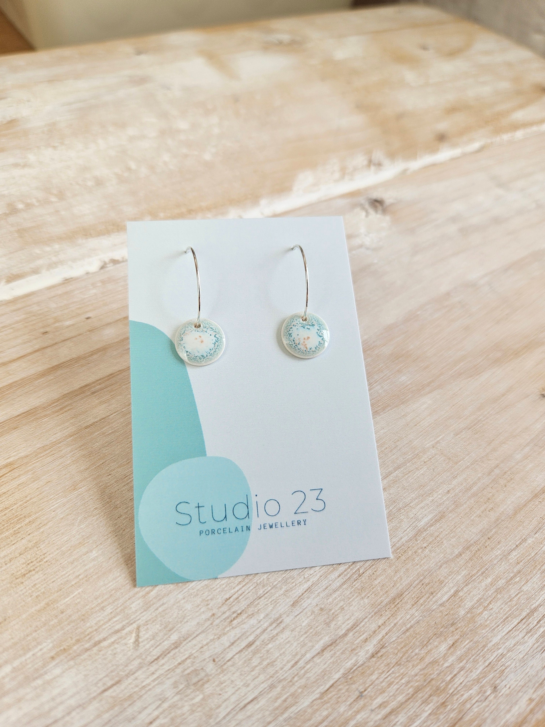 Simple Drop Earrings, Ceramic Earrings, Handmade Dangle Earrings, Pale ...