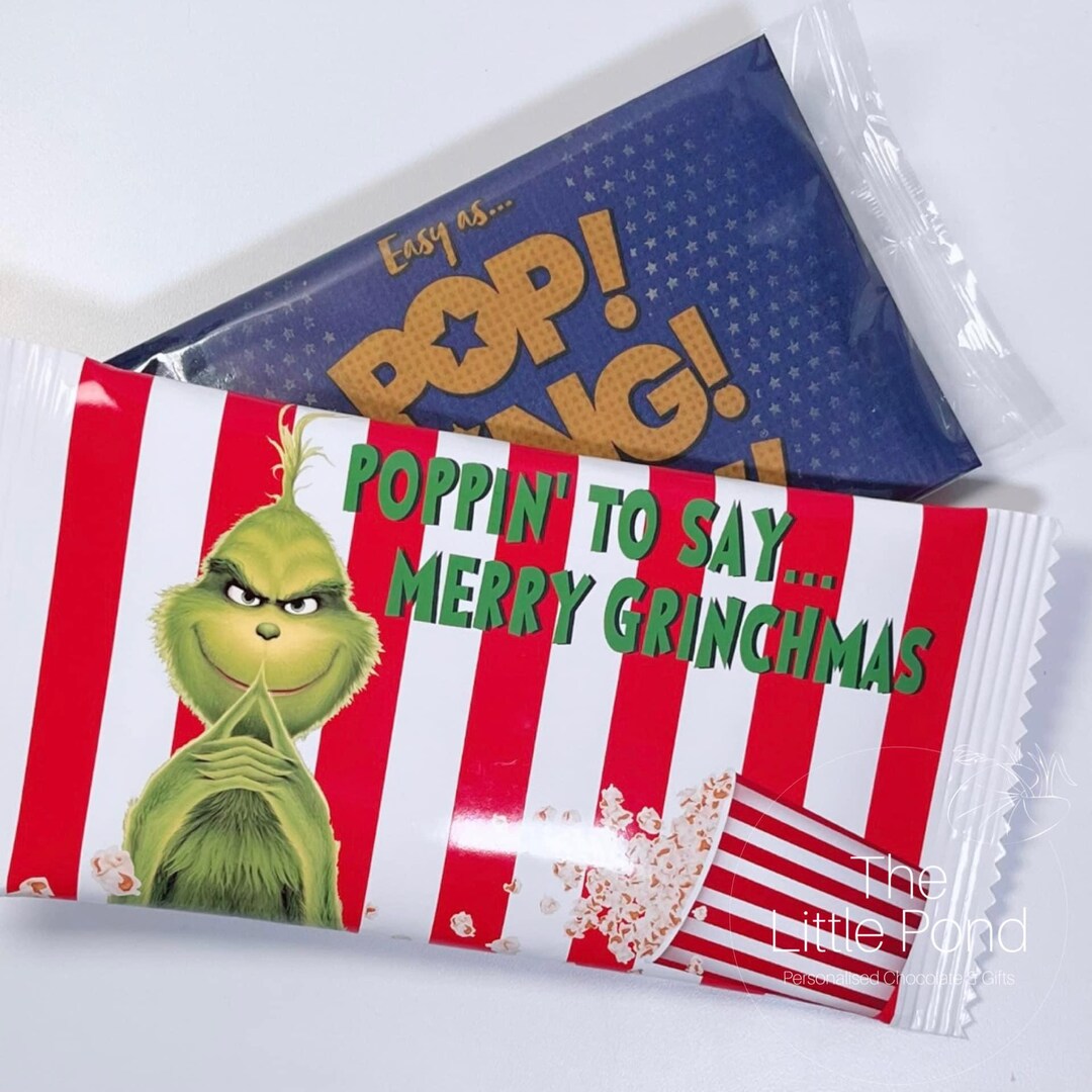 Printable Christmas Popcorn Wrapper Template, Grinchy Microwave Popcorn ...